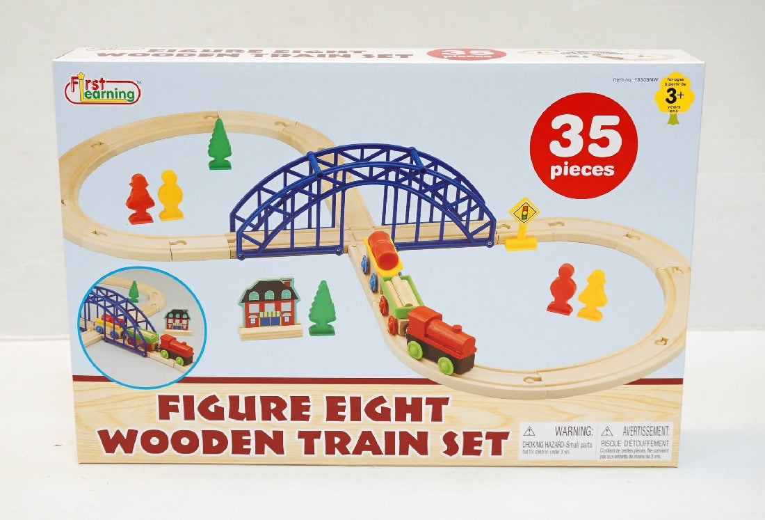 FIRST LEARNING WOODEN FIGURE 8 TRAIN SET 35PC – Super Toys and Hobbies