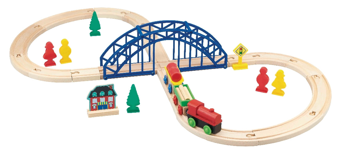 WOODEN FIGURE 8 TRAIN SET 35PC – Toyworld Canberra